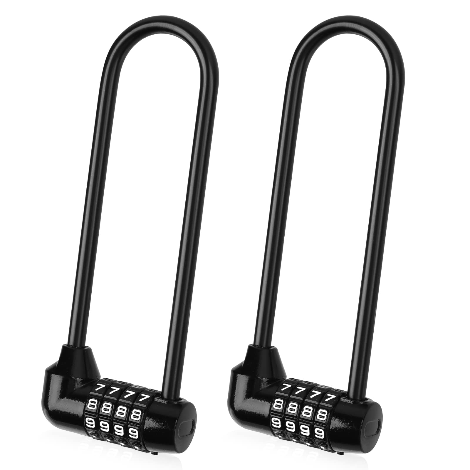 AOBOPLE 4 Digit Combination Padlock, 2 Pcs 6.3 Inch Long Shackle Combination Lock Heavy Duty Waterproof Combination Lock with Resettable Code for Bicycles, Motorcycles, School, Luggages, Gym