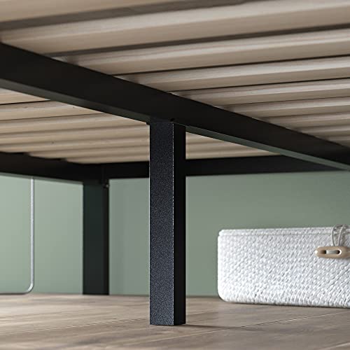 ZINUS Mia Metal Platform Bed Frame with Headboard / Wood Slat Support / No Box Spring Needed / Easy Assembly, King, Black