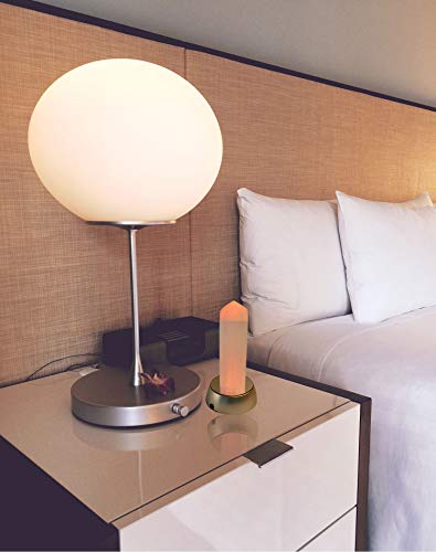 AMOYSTONE 6" Natural Selenite Column Lamp White Crystal Lamp Changing Colors with Led Light Base