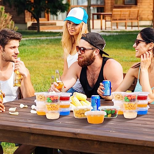 Blcculi Jello Shot Cups with Lids 2 oz,200 Sets Plastic Portion Cups with Lids,Disposable Souffle Cups Jello Cups,Clear Condiment Containers with Lids,2 oz Plastic Containers With Lids