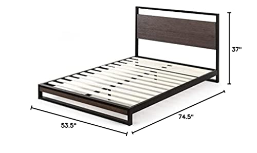 ZINUS Suzanne 37 Inch Bamboo and Metal Platform Bed Frame / Solid Steel Construction / No Box Spring Needed / Wood Slat Support / Easy Assembly, Grey Wash, Full