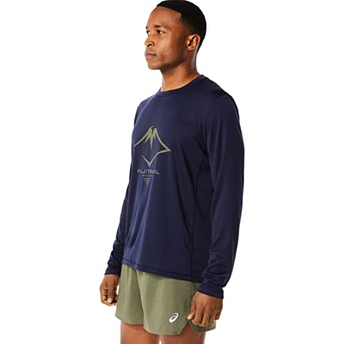 ASICS Men's Fujitrail Logo Long Sleeve TOP Apparel, M, Midnight