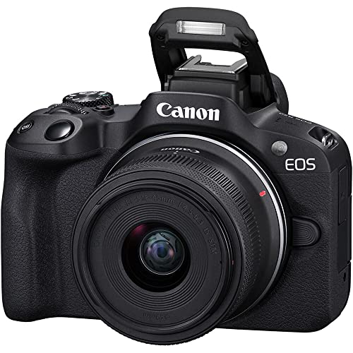 Canon EOS R50 Mirrorless Camera with 18-45mm Lens (Black) (5811C012) + 64GB Memory Card + Bag + Charger + LPE17 Battery + Card Reader + Memory Wallet + Cleaning Kit (Renewed)