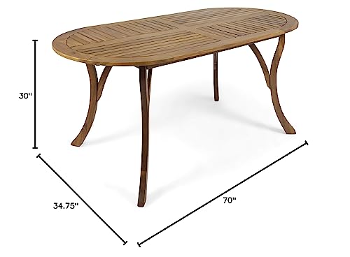 Christopher Knight Home Baia Outdoor 70" Oval Acacia Wood Dining Table, Teak