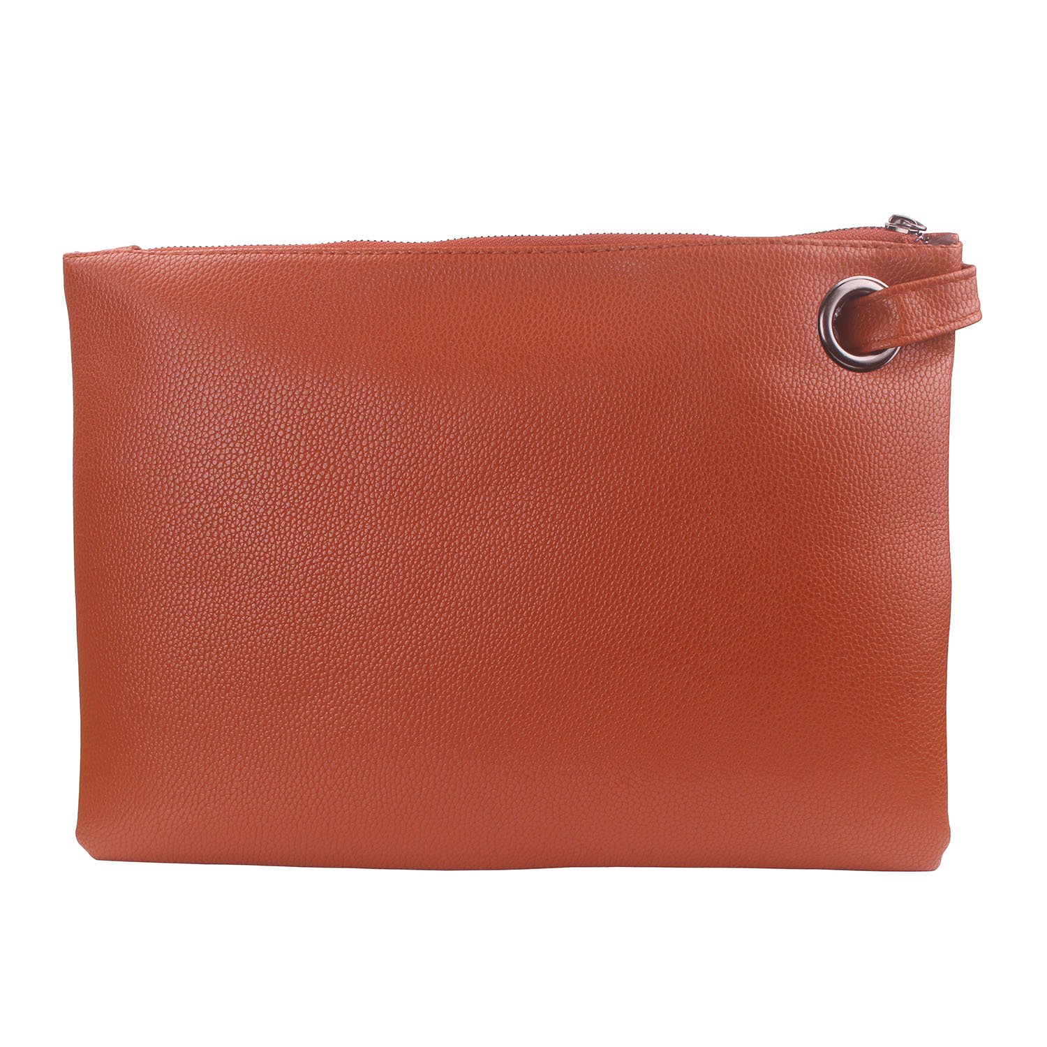 Aladin Oversized Clutch Bag Purse, Womens Large leather Evening Wristlet Handbag (Brown)