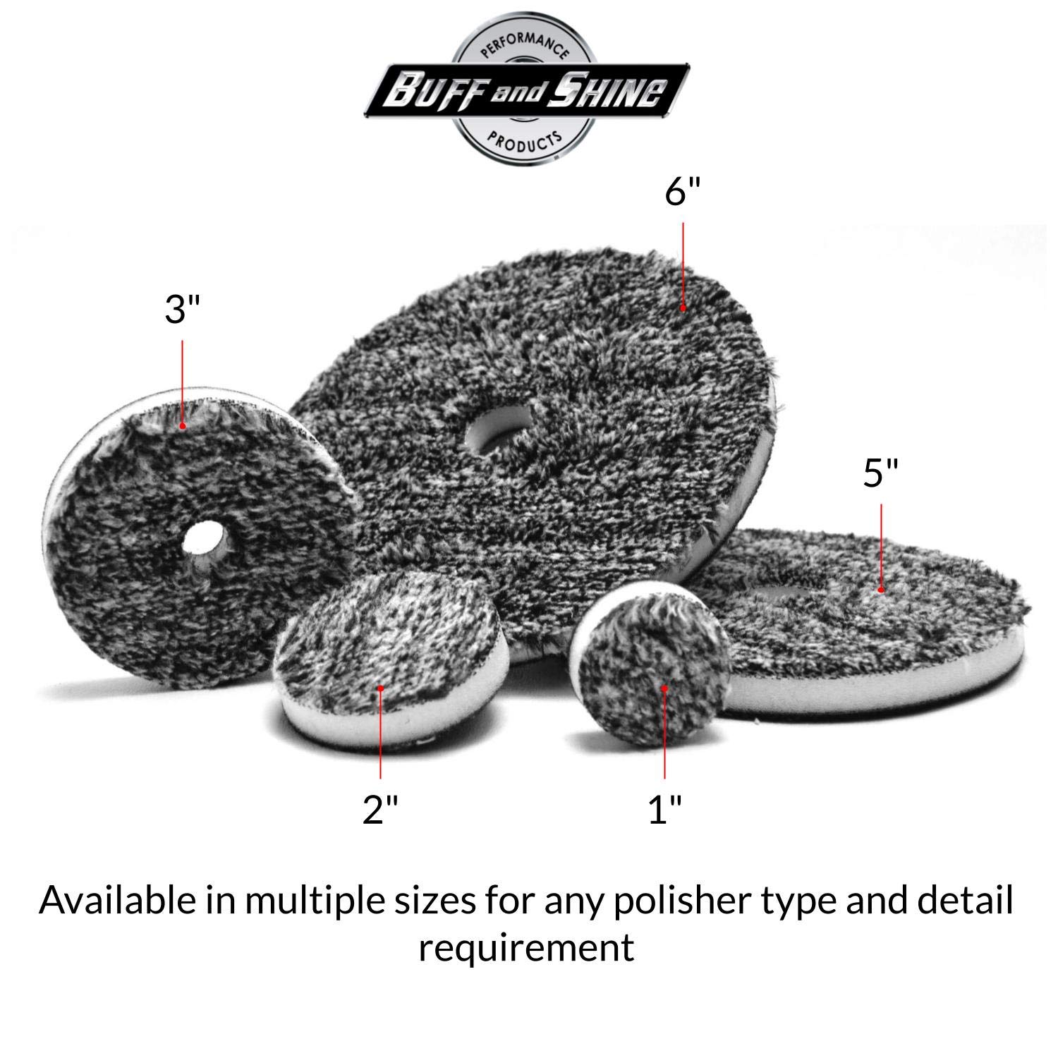 Buff and Shine URO-Fiber Microfiber Pad for Car Compounding, Cutting, Buffing, Waxing, and Polishing - Compatible with Long-Throw, High-Action, Dual-Action, and Random Orbital Polisher - 3 in (2 Pad)