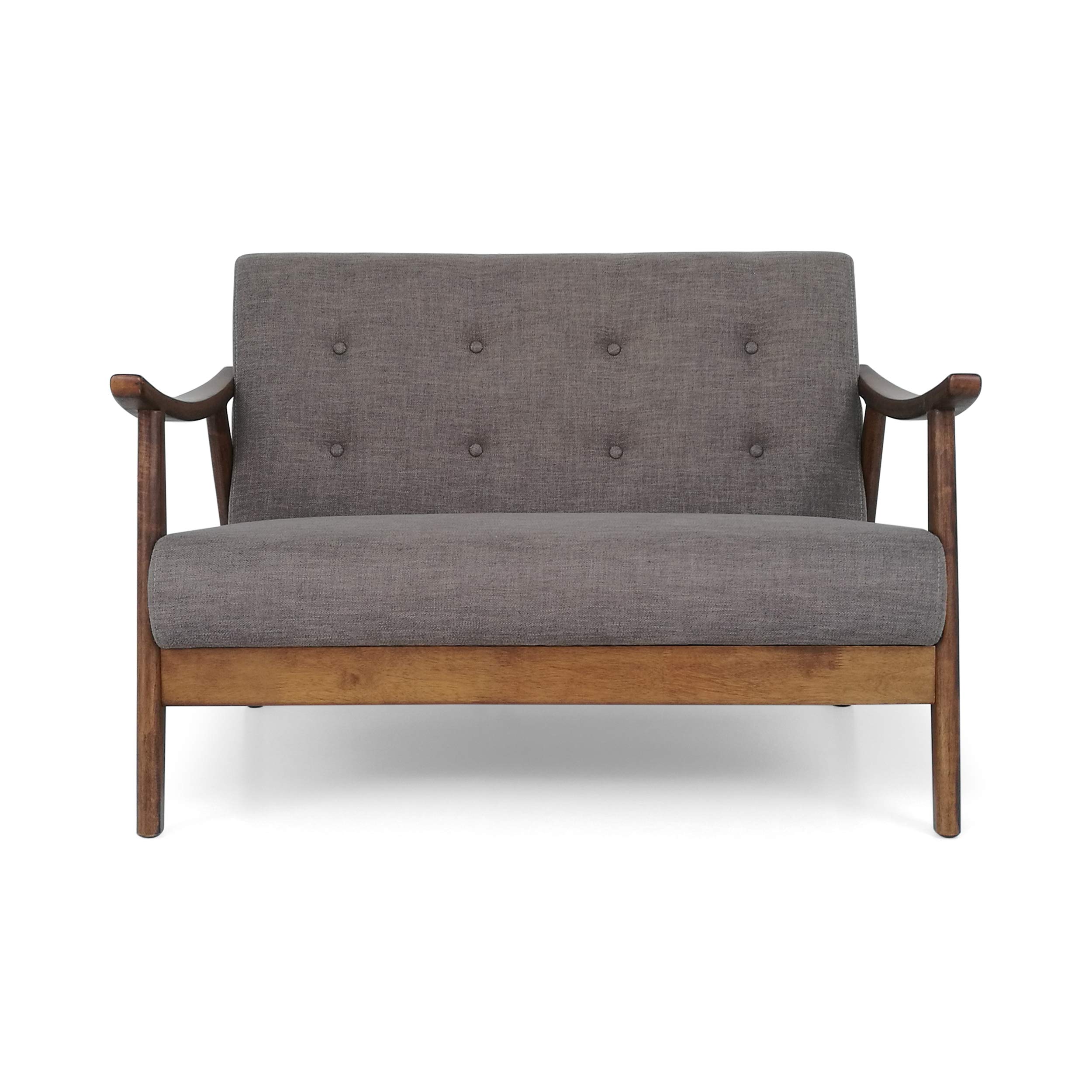 Christopher Knight Home Buda Mid-Century Modern Settee, Dark Gray, Brown