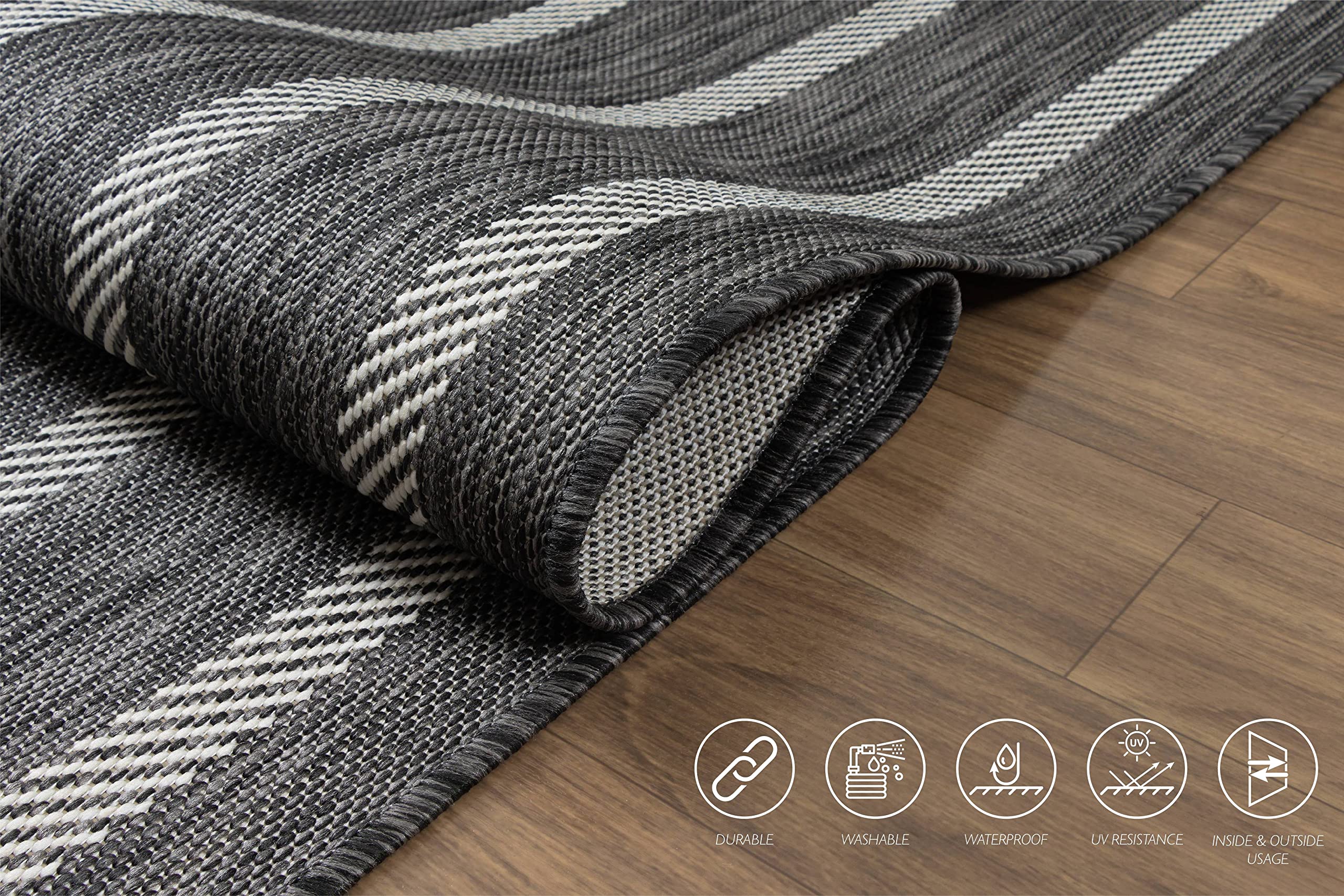 Adiva Rugs Outdoor Indoor Area Rug, Weather Resistant, Easy to Clean, Stain Resistant Floor Mat for Dining Room, Backyard, Deck, Patio (PEBBLE WEISS, 7'10" x 10')