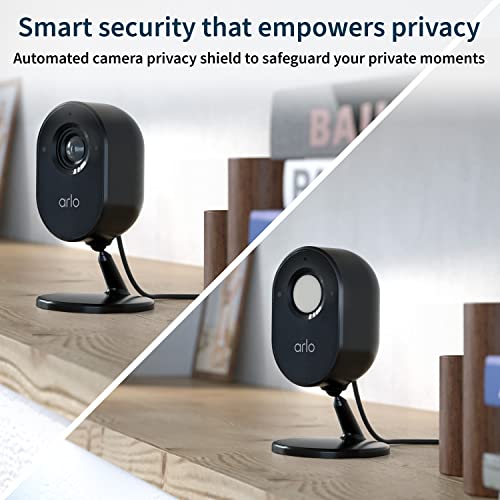 Arlo Essential Indoor Camera - 1080p Video with Privacy Shield, Plug-in, Night Vision, 2-Way Audio, Siren, Direct to WiFi No Hub Needed, Surveillance Security, Black - VMC2040B