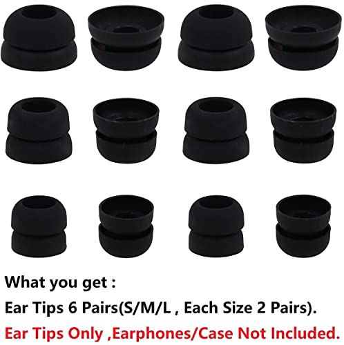 BLLQ Ear Tips Replacement for Beats Fit Pro/Studio Buds, 6 Pairs Double Flange Silicone Eartips Earbuds Tips Compatible with Beats Studio Buds/Fit Pro,S/M/L 3 Size,Black 2F6PSML