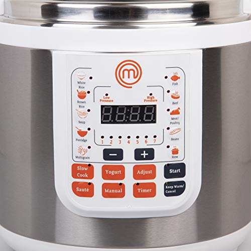 MasterChef 13-in-1 Pressure Cooker- 6 QT Electric Digital Instant MultiPot w 13 Programmable Functions- High and Low Pressure Slow Non-Stick Pot Cooking Warmer Options, LED Display, Delay Timer, Rice