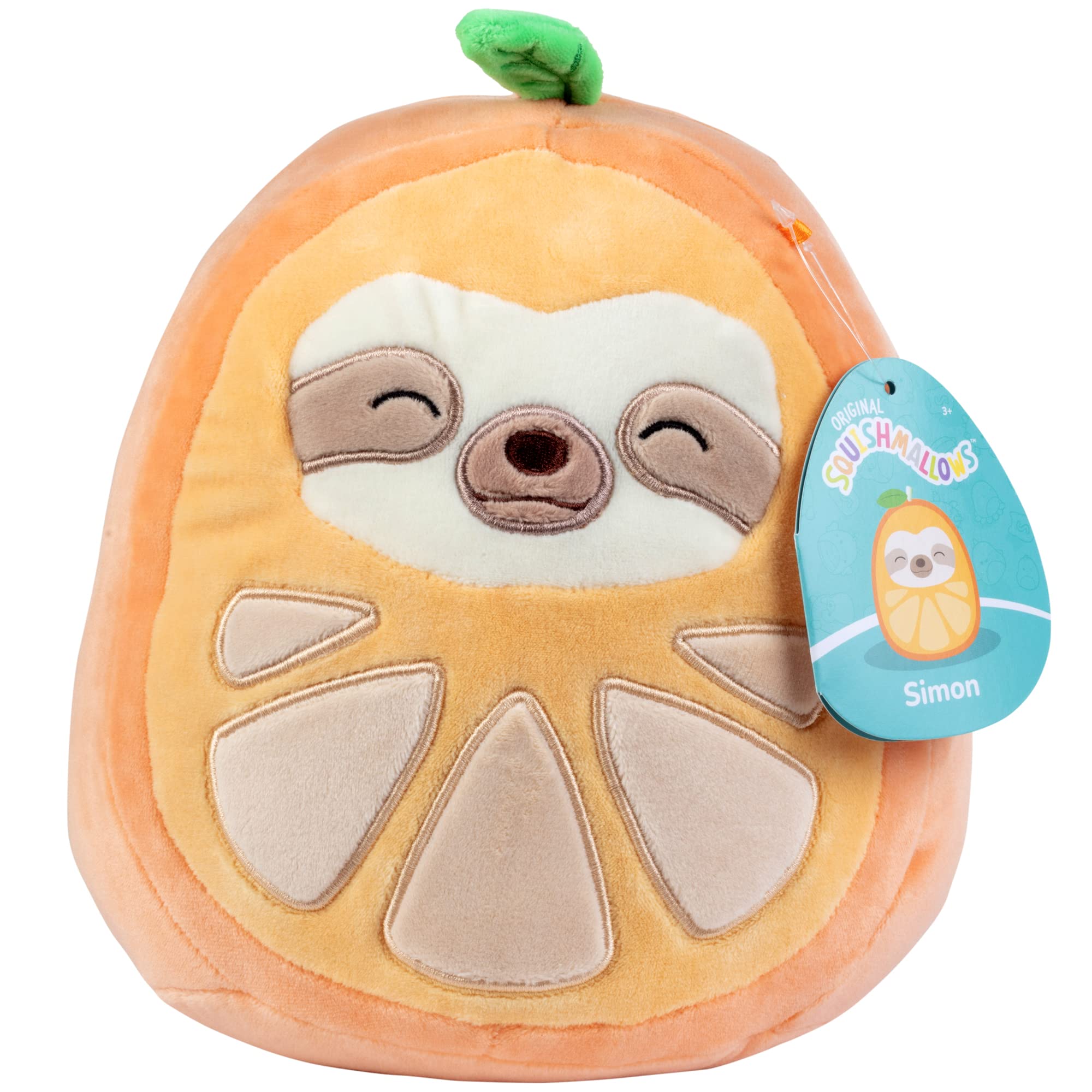 Squishmallows Original 8-Inch Simon The Orange Sloth - Official Jazwares Plush - Collectible Soft & Squishy Sloth Stuffed Animal Toy - Add to Your Squad - Gift for Kids, Girls & Boys
