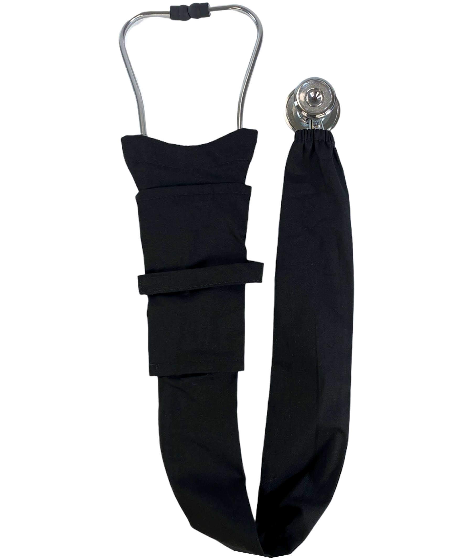 Solid Black Sparkling EARTH Stethoscope Cover - 100% Cotton, Built-In Utility Pocket and Utility Strap - Made in the USA!