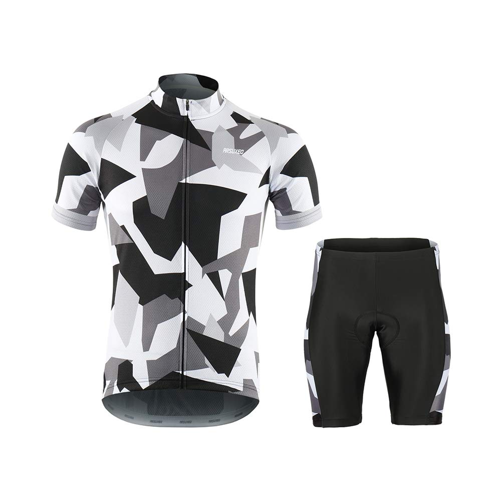 ARSUXEO Men's Cycling Jerseys MTB Bike Sets with Shirt and Bicycle Padded Shorts Z1006 size Medium