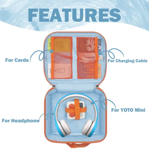 Carrying Case for YOTO Mini Player - Travel Case Compatible with Yoto Mini Audio Music Player, Headphone and Cards, Storage Bag Organizer with Handle and Adjustable Shoulder Strap, Blue (Case Only)