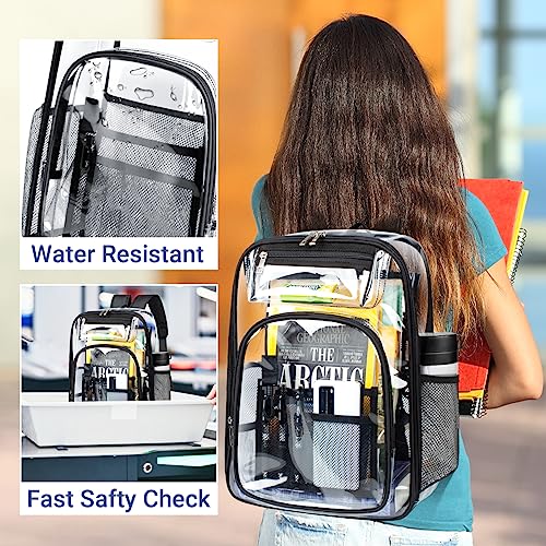 Clear Backpack, XXL Large Heavy Duty PVC Transparenet Backpacks with USB Charging Port,School Clear Bookbag Stadium Approved See Through Clear Backpacks for Women Men Kids Travel Work Security College
