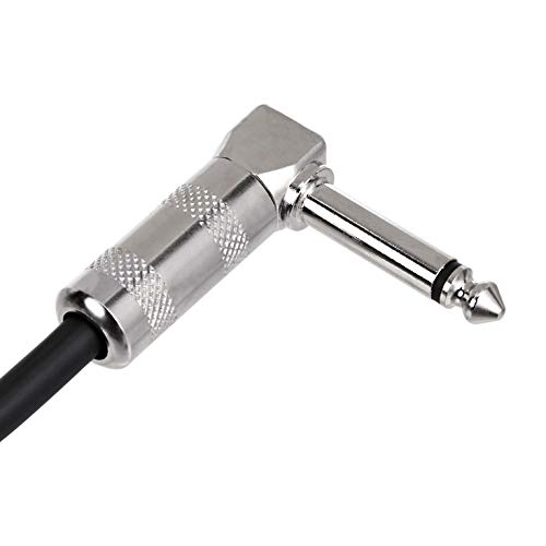 Amazon Basics 1/4 Inch TS Connector Tweed Cloth Jacket Right-Angle Instrument Cable - 10 Foot (Black & Gray)