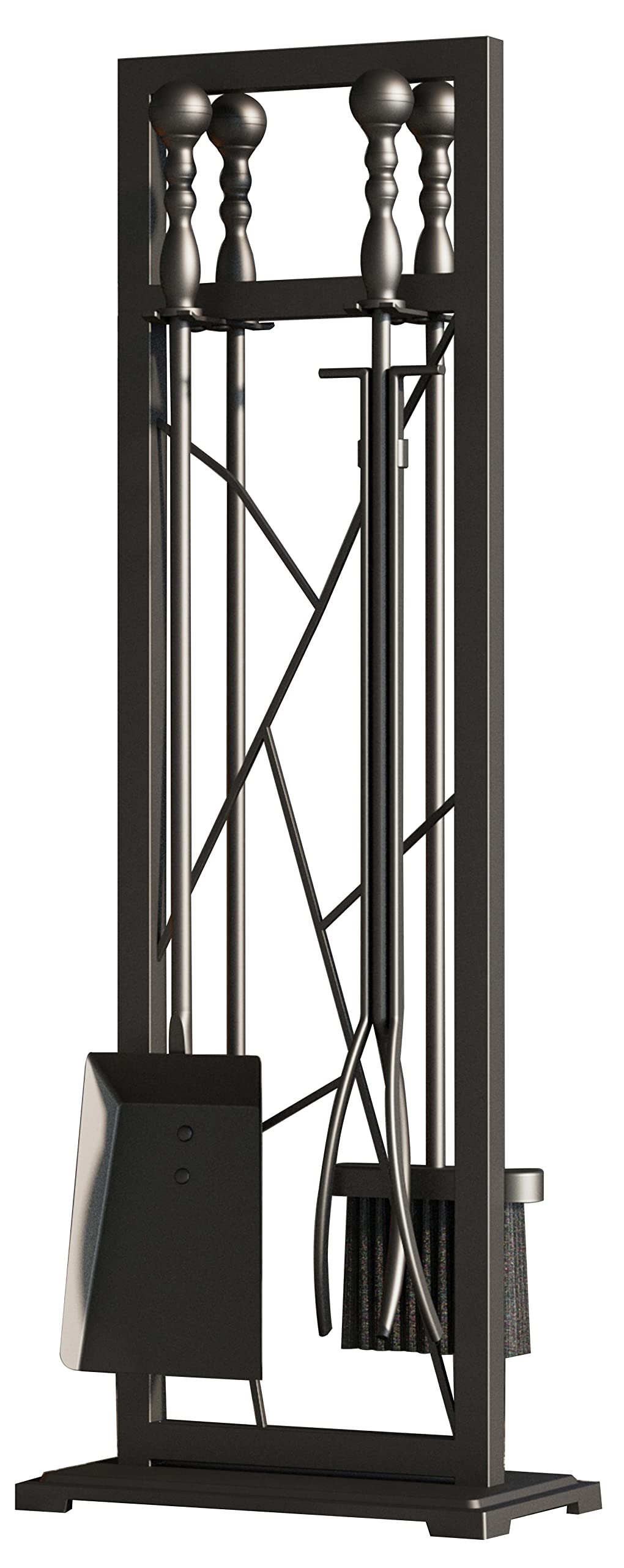 Fire Beauty Fireplace Tools, 5 Pieces Fireside Accessories Fire Kit Set, Stand Woodstove Tools Holder Wrought Iron Handle Indoor Fireset Stand (30.5 Inches)