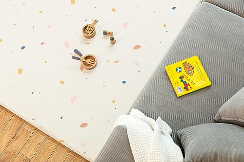 Parklon LaPure Soft Cushioned Baby Play Mat (Jelly Terrazzo + Sage Beige, One-Piece, Reversible, Water Resistant, Large)