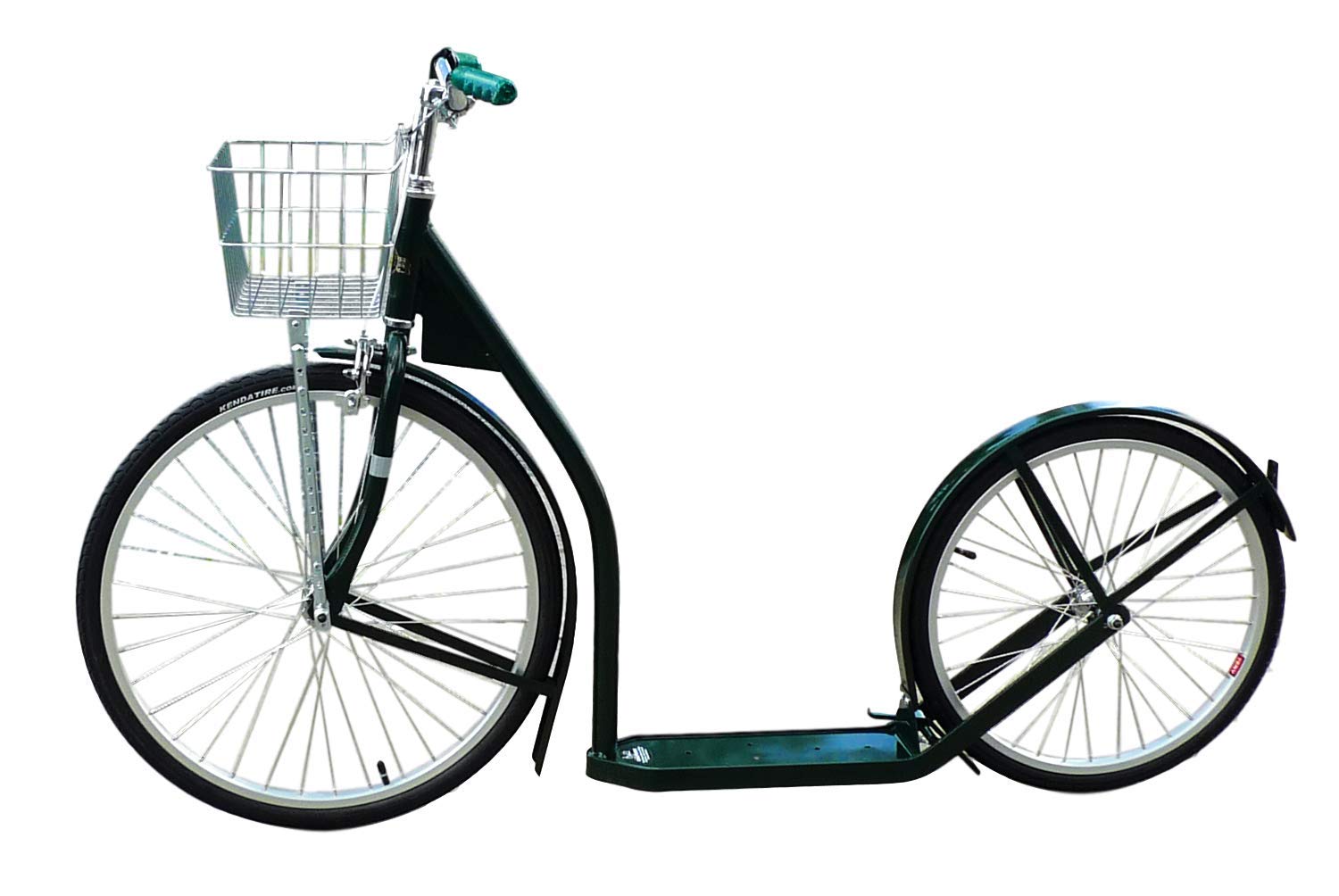 Amish-Made Deluxe Kick Scooter Bike - 24" Front Wheel 20" Rear Wheel -Adult Size (Hunter Green)