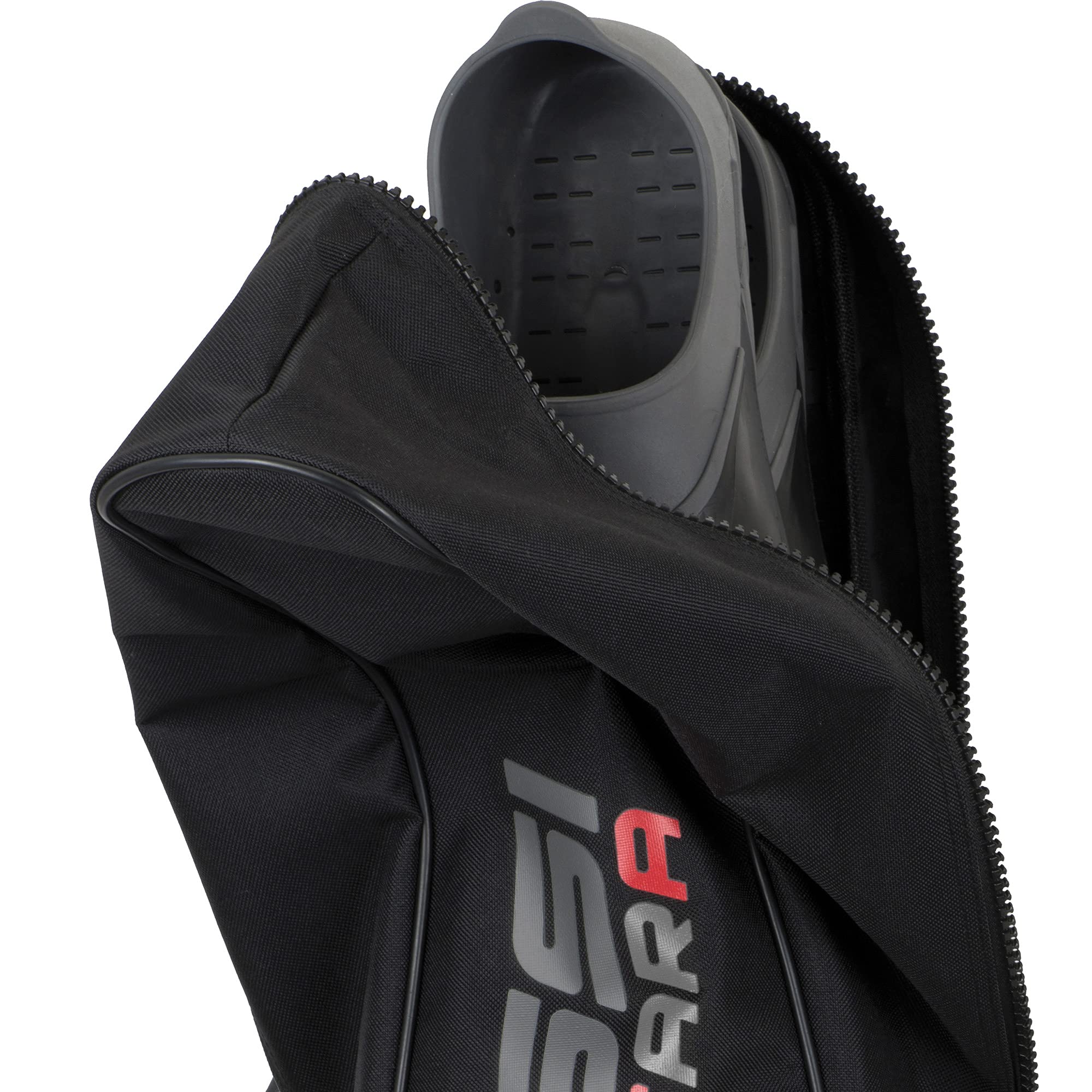 Cressi Roomy bag for Freediving Fins - Strong Resistant Material - Front Pocket - Adjustable Shoulder Strap - Zipper Closure - Designed in Italy,Black