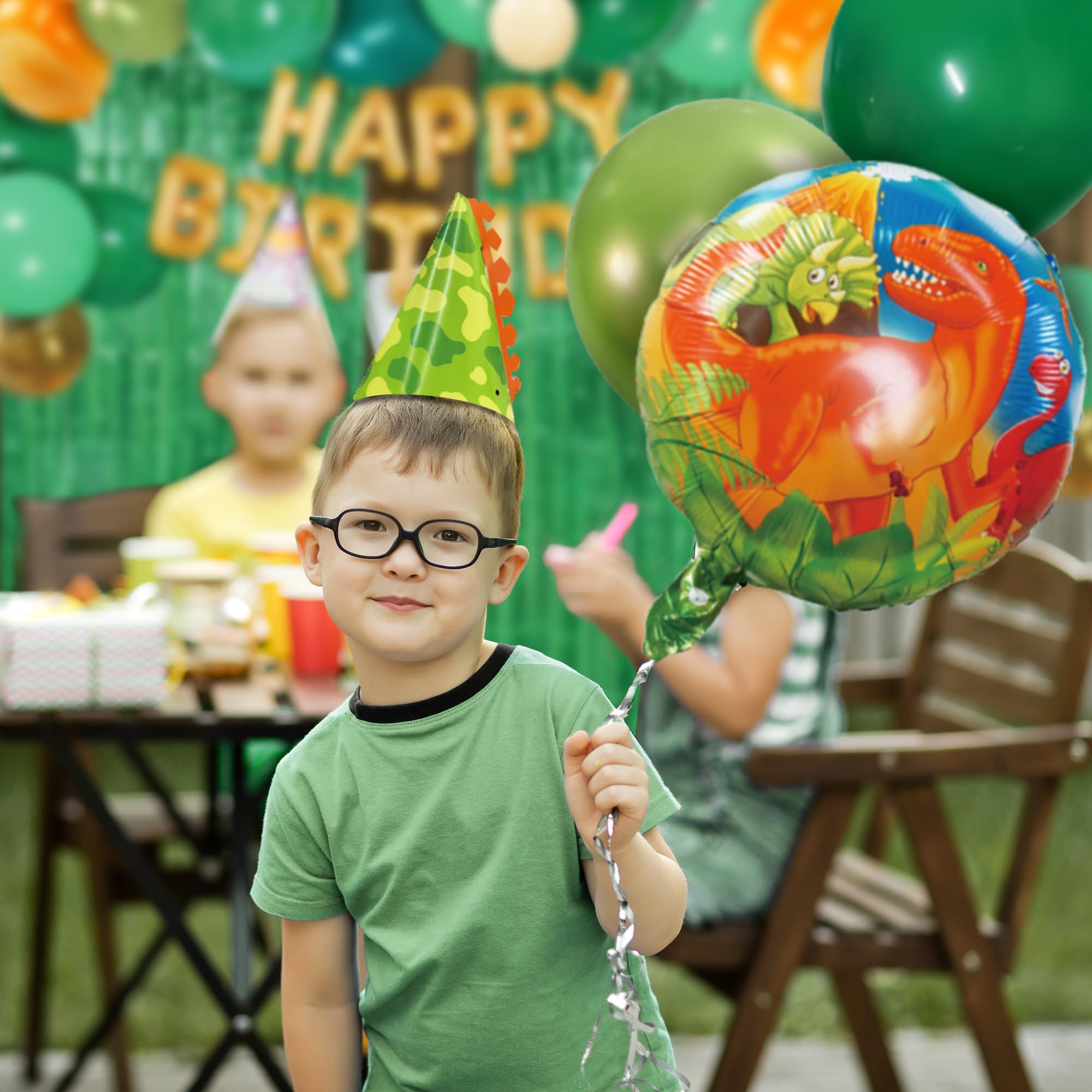 Party Spot! 260 Pcs Dinosaur Birthday Decorations, 20 Tableware Sets, Dinosaur Foil Balloons, Sticker, Banner, Dinosaur Paper Plates, Cups, Balloon Pump, Dinosaur Party Decorations