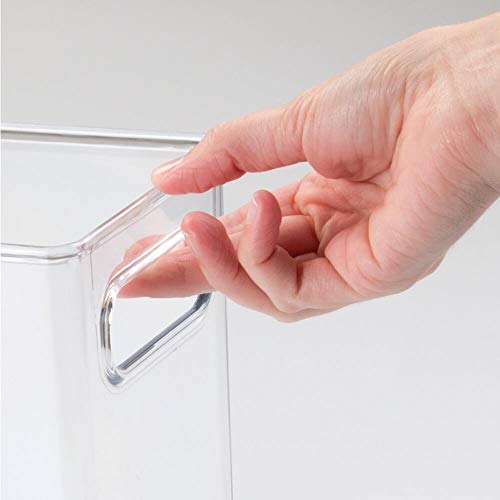 mDesign Tall Plastic Storage Organizer Container Bin, Office Organization for Filing Cabinet, Cupboard, Shelves, and Desk - Holds Notepads, Pens, Pencils, Highlighters, Ligne Collection, 4 Pack, Clear