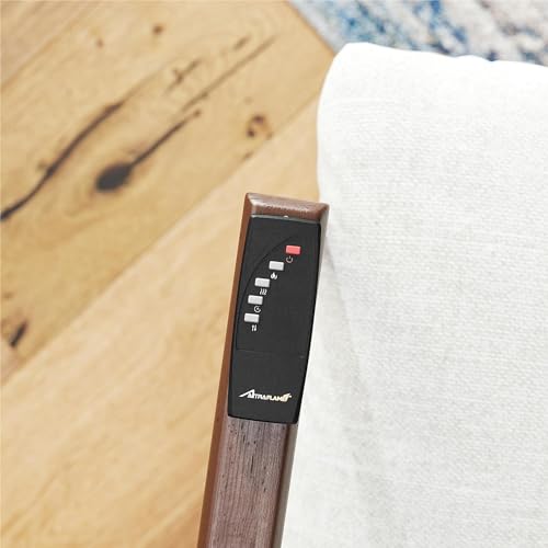 Ameriwood Home Mateo 53.5 Inch Electric Fireplace with Mantel, Replaceable Fireplace Insert Heater, Remote Control, Timer, Realistic Log and Flame Effect, for The Living Room or Bedroom, Ivory Oak