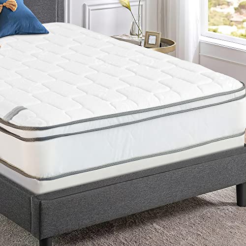 Mattress Solution Eurotop Pillowtop Innerspring Mattress And 4" Low Profile Wood Boxspring/Foundation Set, Full