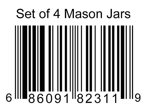 AmalgamNation Sets of 4 Mason Jar 24oz Mugs with Glass Handles,