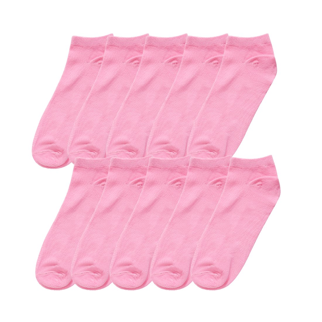 Allegra K Athletic Low Cut Ankle Socks-Stretch Cuffs Soft 10 Pairs Medium Pink
