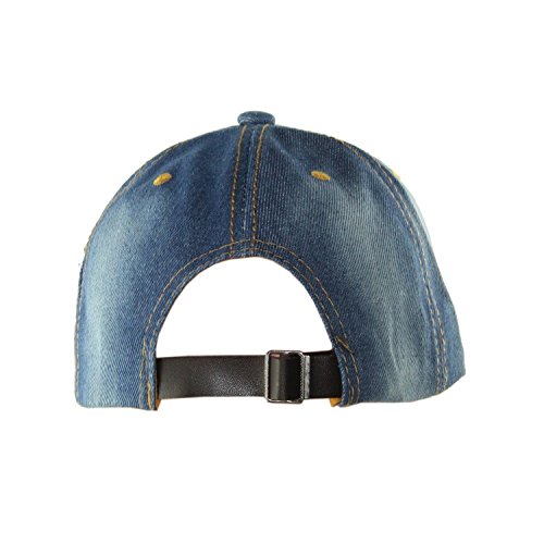 AISHNE Women American Flag Rhinestone Jeans Denim Baseball Adjustable Hat Blue