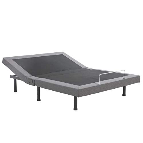 Adjustable Comfort Upholstered Adjustable Bed Base with Massage, Wireless Remote, Three Leg Heights, and USB Ports-Ergonomic, Twin XL, Dark Grey