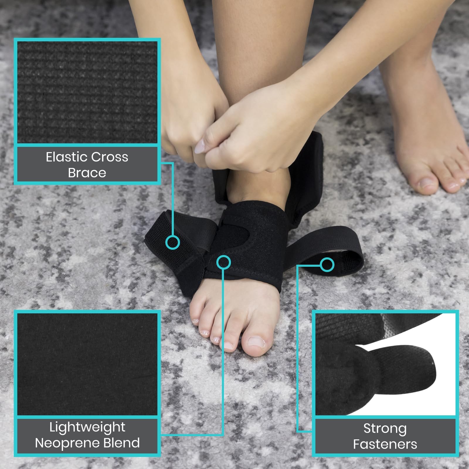 Vive Ankle Brace for Sprained Ankle - Adjustable Ankle Sleeve for Plantar Fasciitis, Tendonitis, Sprains, Swollen Feet - Lace Up Support Wrap for Running, Sports Injuries, Recovery (Fits Right & Left)