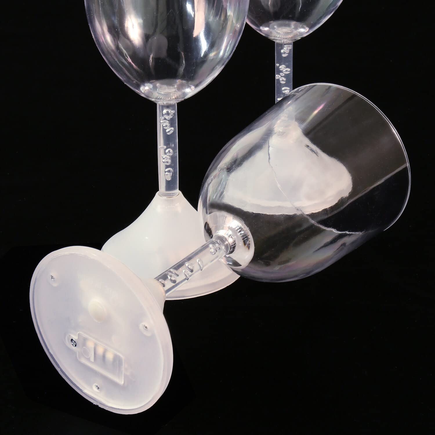 ART & ARTIFACT LED Light up White Wine Glasses Set of 6 - Plastic Wine Glasses with Stem, Outdoor Wine Glasses Unbreakable