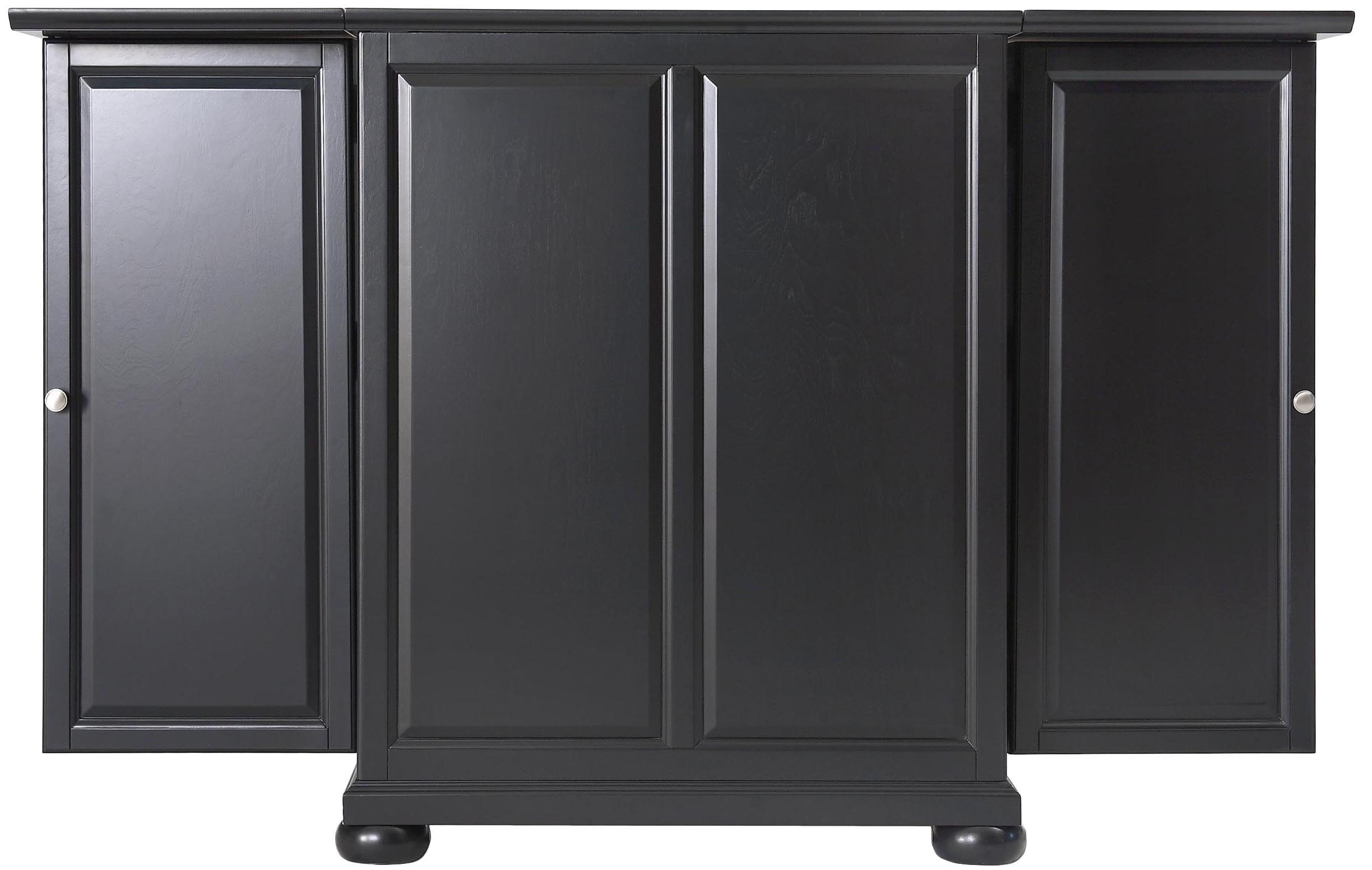 Crosley Furniture Alexandria Expandable Bar Cabinet with Storage Shelves, Drawer, and Wine Rack, Black