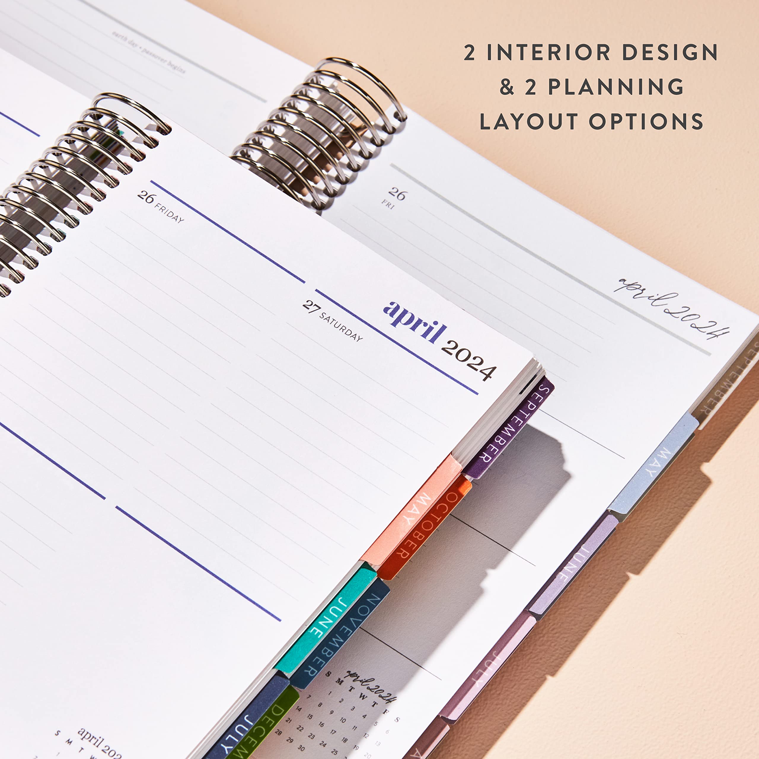 A5 Platinum Spiral Coiled Life Planner (July 2023 - June 2024) - 2023 Layers Colorful Classic Cover + Wildflowers Interior Pages. Horizontal Weekly & Monthly Agenda By Erin Condren