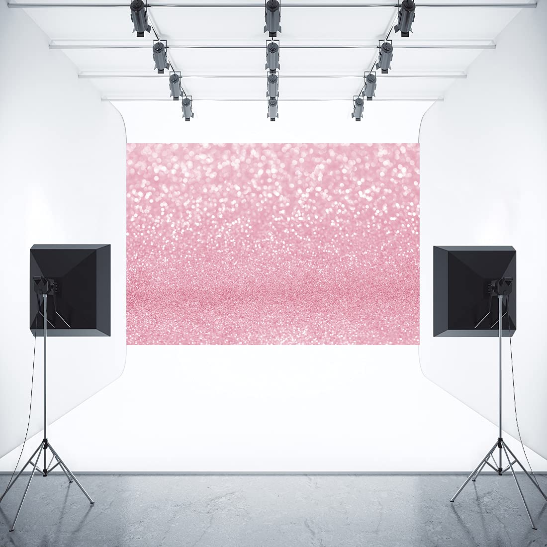 Aperturee 7x5ft Pink Bokeh Backdrop Abstract Glitter Abstract Sparkle Spot Photography Background Baby Shower Birthday Newborn Wedding Portrait Photo Studio Booth Props Party Decoration Banner