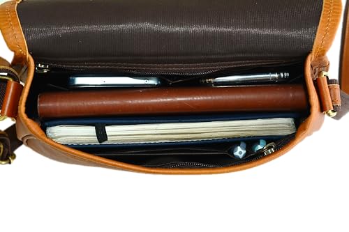 URBAN DEZIRE Genuine Buff Leather Women’s Small Cross-body Vintage Shoulder Handbag Purse (Small)
