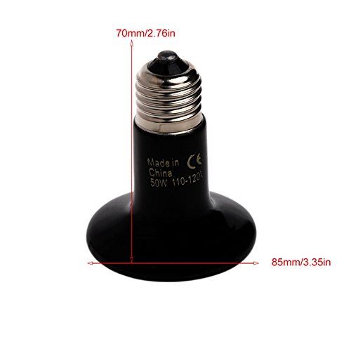 Lucky Farm Reptile Heating Lamp Bulb 2pcs Amphibian Ceramic Infrared Heat Lamp Emitter with no Light for Brooder Chicken Coop ,Hedgehog, Iguana Lizard Bearded Dragon Turtle Snake(Black, 100W)