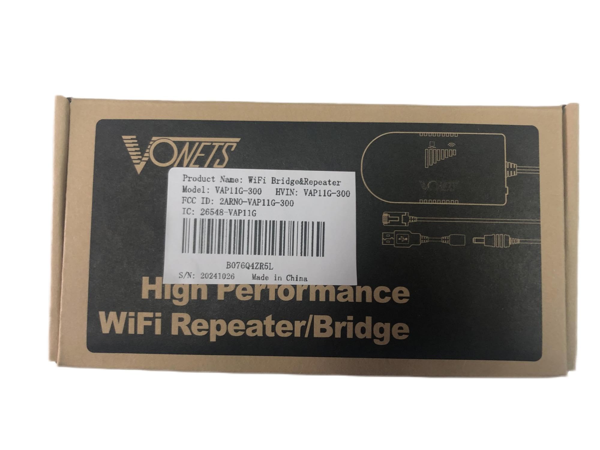 VONETS Industrial Mini 2.4GHz WiFi Bridge/Repeater/Hotspot Extender/WiFi to Wired/AP Signal Booster with 1 RJ45 Male (10/100Mbps) DC/USB Powered for DVR PLC Network Printer VAP11G-300(Two Units)