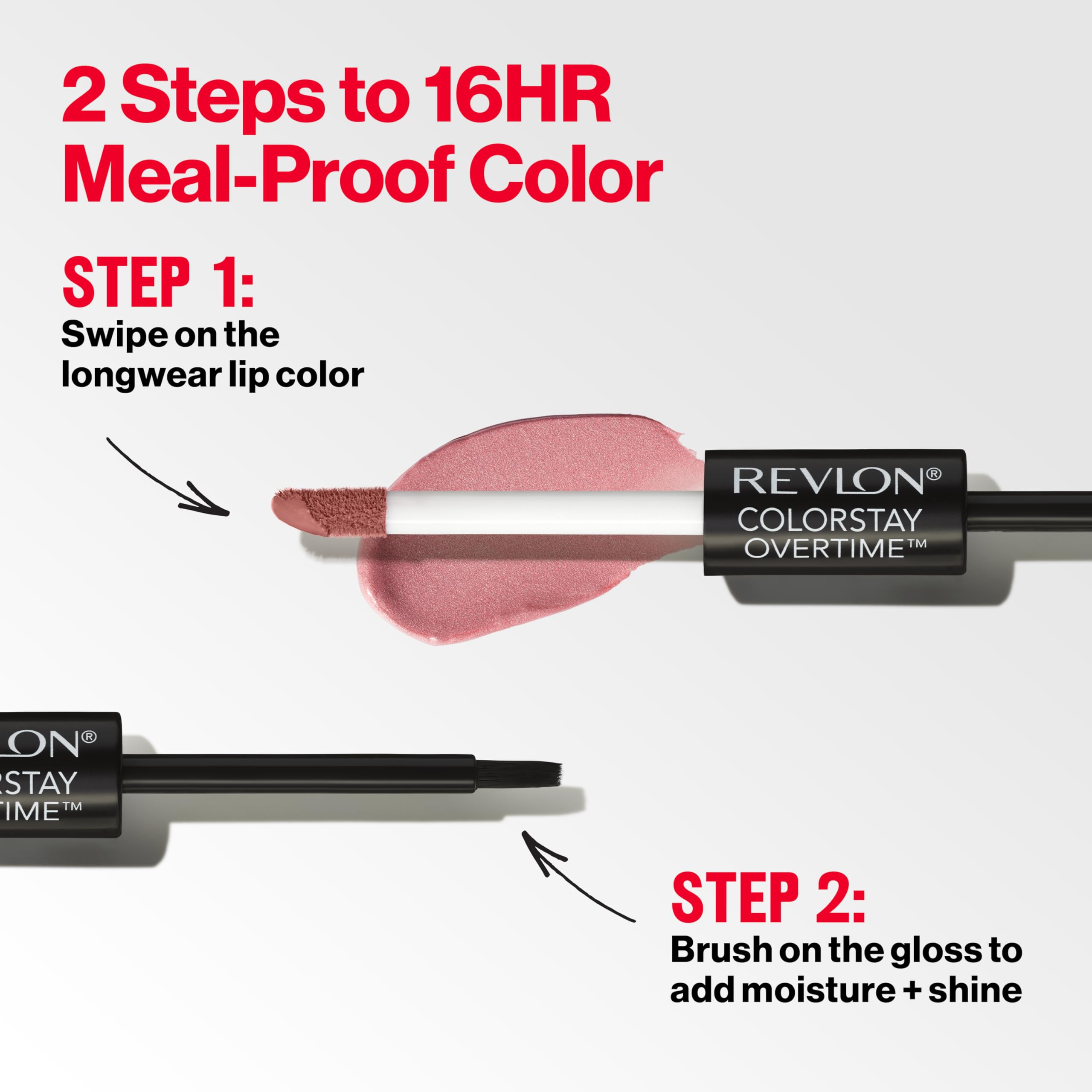Revlon Liquid Lipstick with Clear Lip Gloss, ColorStay Overtime Lipcolor, Dual Ended with Vitamin E, 280 Stay Currant, 0.07 Fl Oz