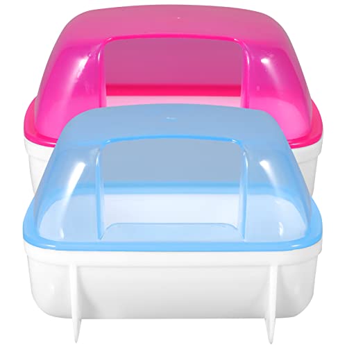 POPETPOP Hamster Sand Bath - Dust Bath Hamster Bathroom Bath Sand Room Sauna Toilet Sandbox 2 Pack, 12.5 x 9 x 9cm