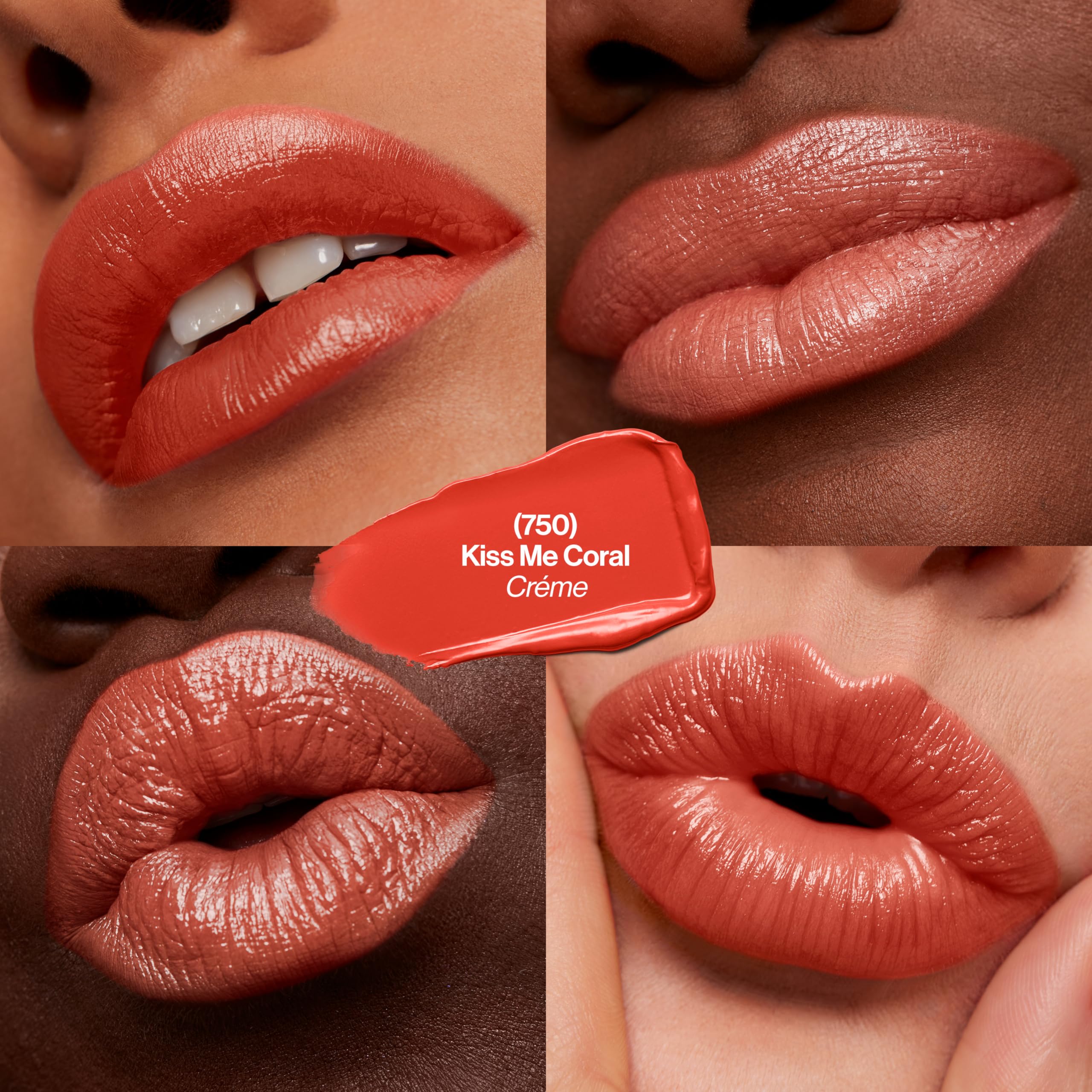 Revlon Super Lustrous Lipstick, Creamy Formula For Soft, Fuller-Looking Lips, Moisturized Feel, 750 Kiss Me Coral, 0.15 oz