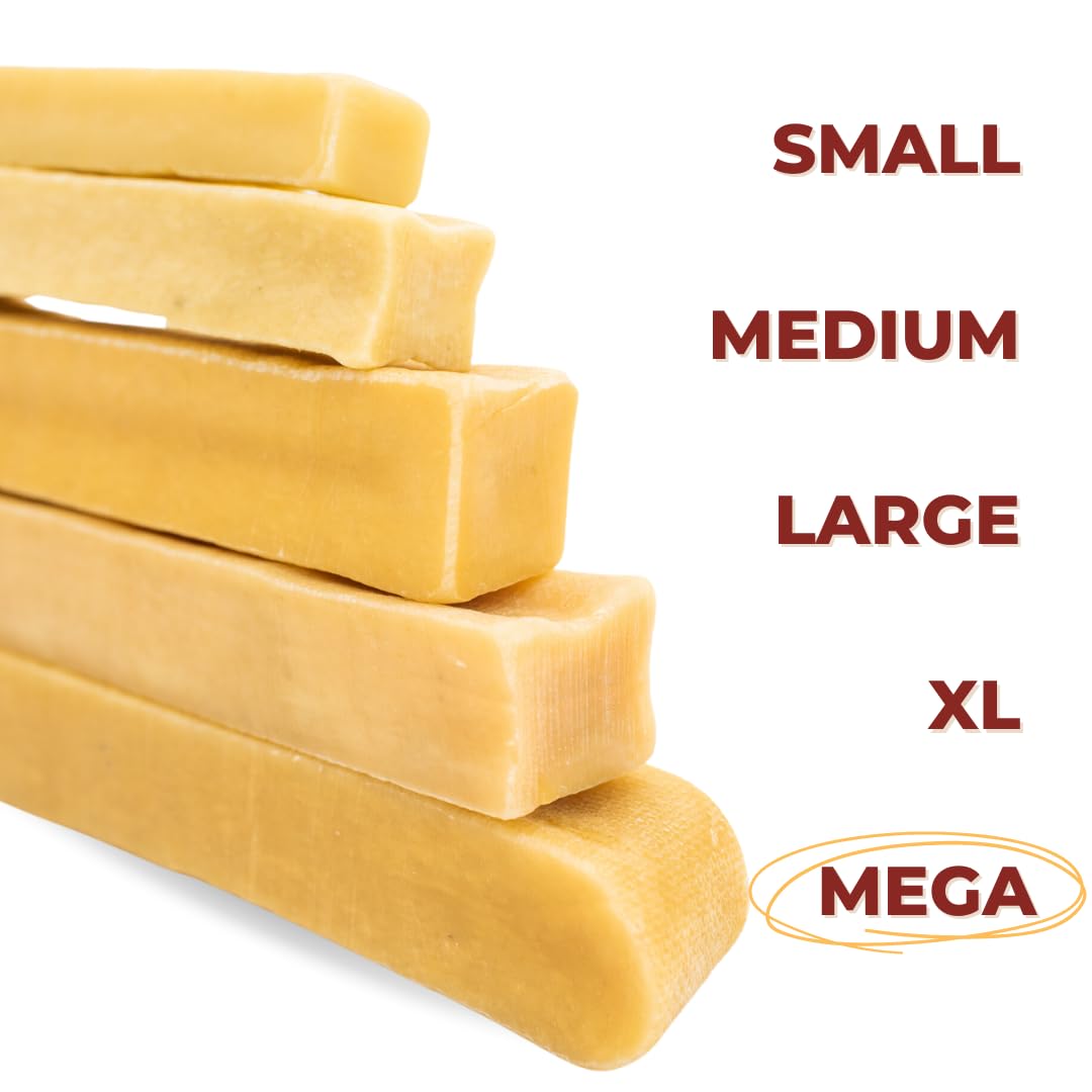 Bully Bunches Mega Authentic Yak Cheese Himalayan Chews for Giant Dogs & Super Aggressive Chewers - All Natural Dog Treat Dental Chews, Made with Real Yak Milk - Lactose & Rawhide Free (2 PK)