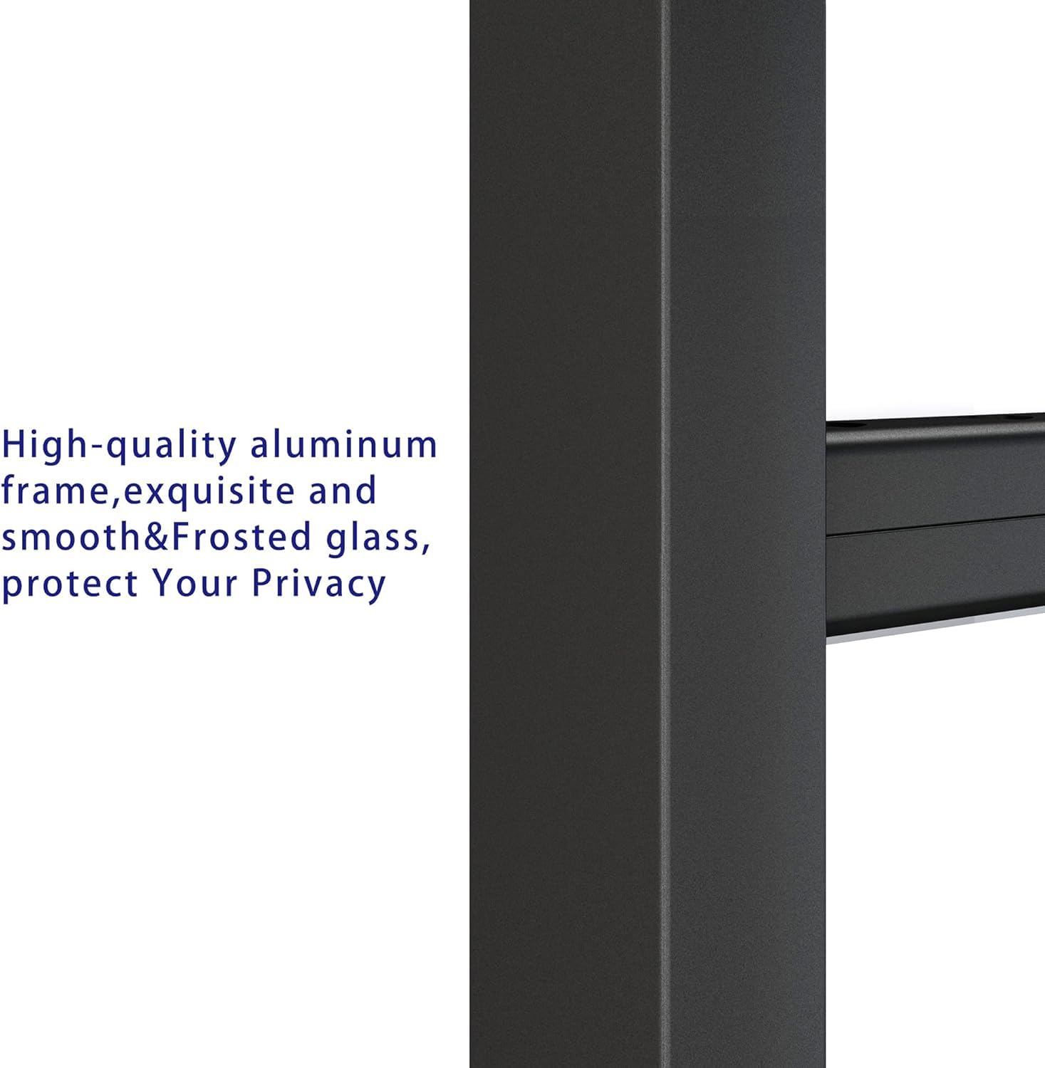 BARNSMITH 84in x 84in Double Glass Barn Door with 14FT Top Mounted Hardware Kit, Modern Black Aluminum Frame Tempered Frosted Glass Sliding Door, DIY Double Barn Door,Assemble Required(2 * 42inx 84in)