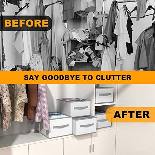 Clothes Organizer Drawer,Closet Dividers Box For Clothes Storage , 12 Compartments Foldable Drawer Organizer with Handles, Fabric Closet and Storage Basket for T-shirts, Jeans, Underwear,Grey(12 Grid)
