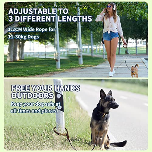 LWBMG Multifunctional Dog Leash 8ft,Strong and Soft Leather Dog Leash Adjustable, Hands Free,Crossbody, Double Dog Leash, for Service Dogs, Large Dogs, Medium Dogs and Small Dogs