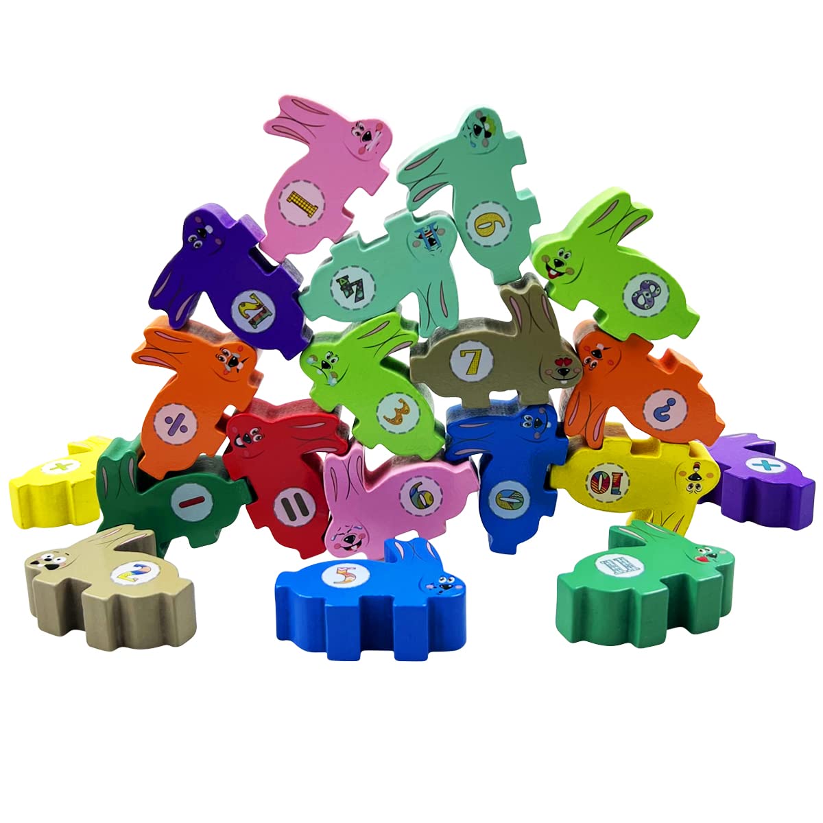 Anditoy Easter Bunny Wooden Stacking Toys for Toddlers Kids Girls Boys Easter Basket Stuffers Gifts