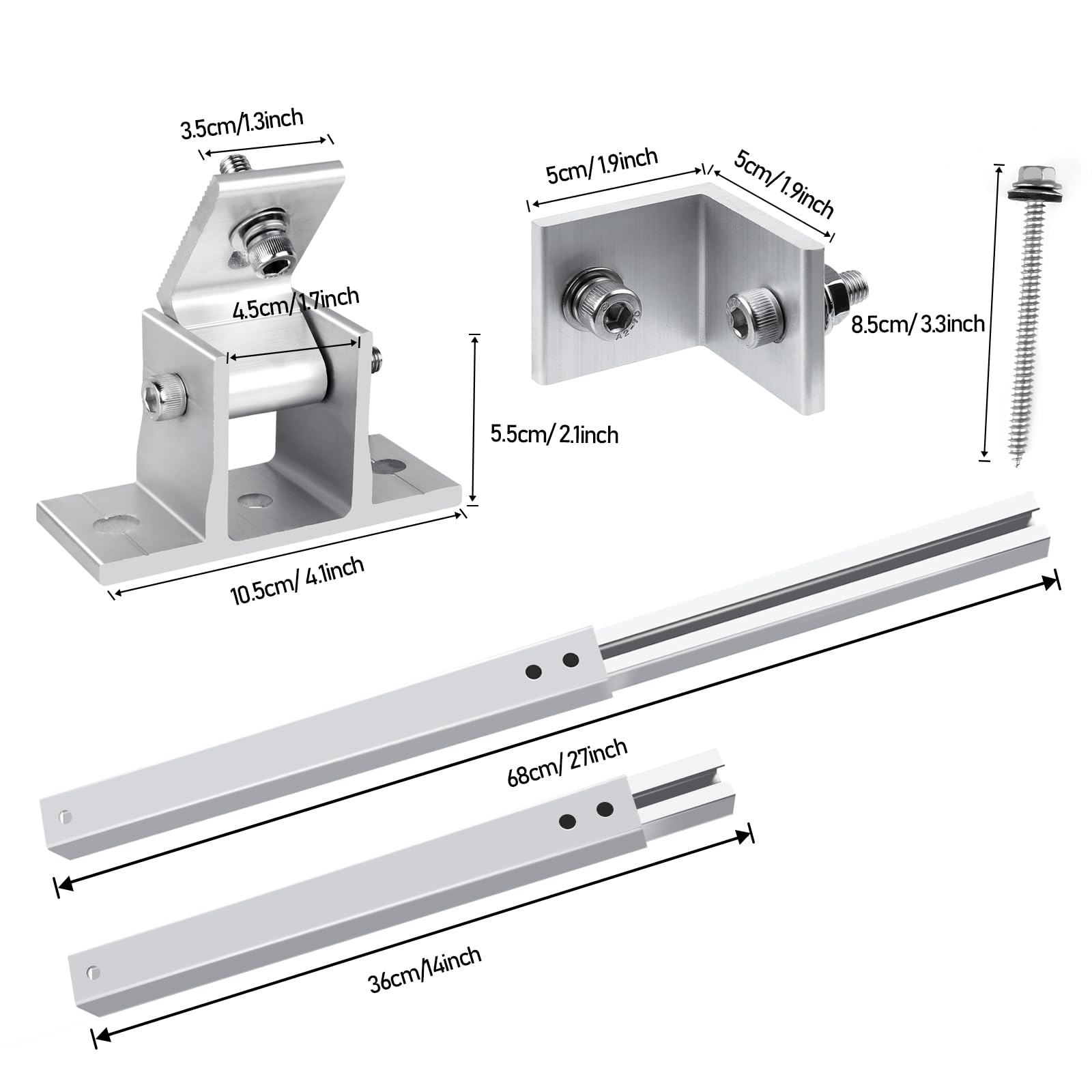 Adjustable Solar Panel Tilt Mount Brackets - Aluminum Alloy Mounting Brackets Support to 100 150 200 300 Watt Solar Panel for RV, Trailer, Boat, Yacht, Roof, Wall and Off-Grid(2 Sets-4 PCS)